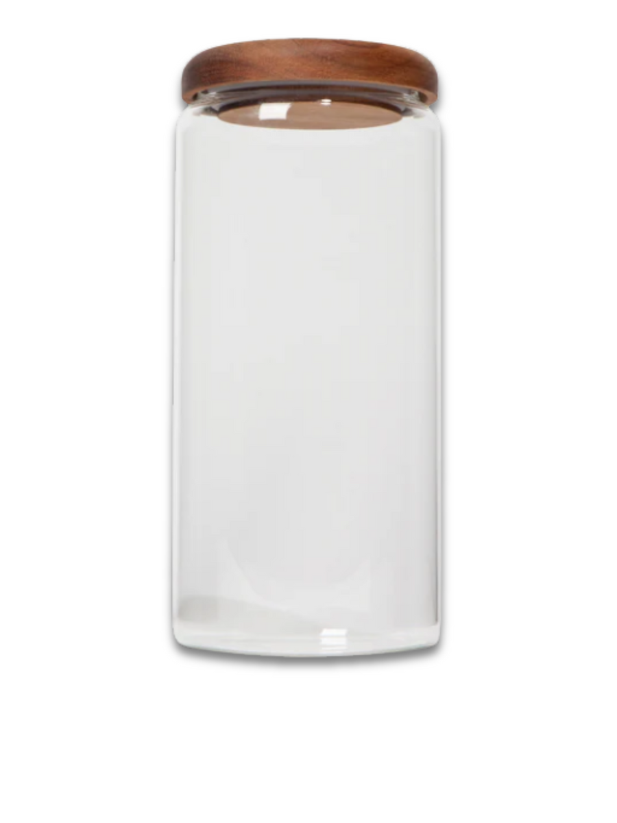 Rounded Acacia Lid Glass Canisters – The Soap Dispensary and Kitchen ...